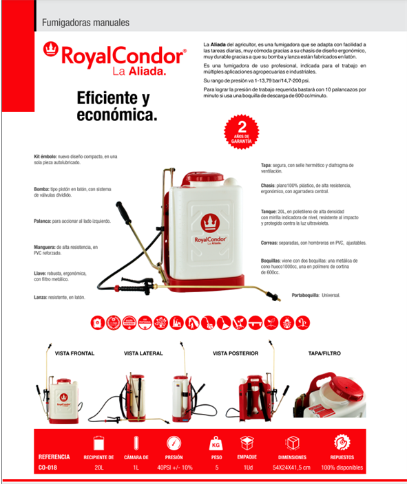 Fumigadora Manual x 20 L - Royal Condor | Croper