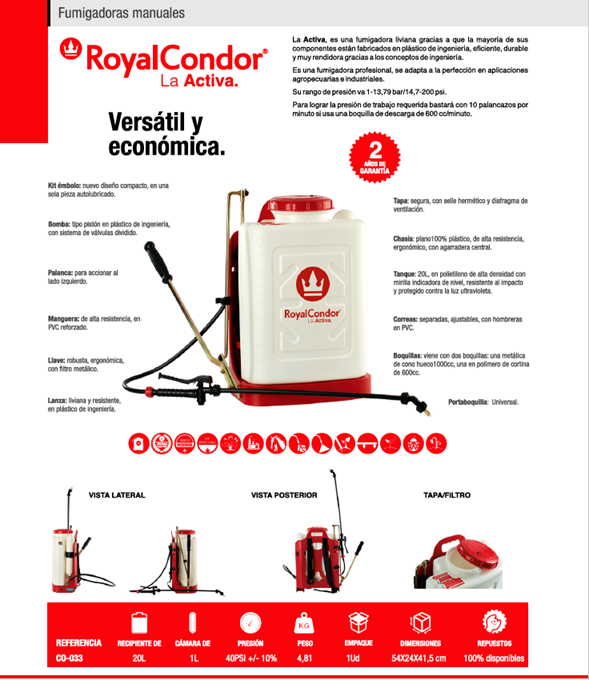 Fumigadora Manual x 20 L - Royal Condor | Croper